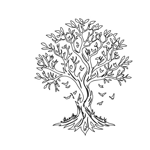 Haunted tree outline sketch Royalty Free Vector Image