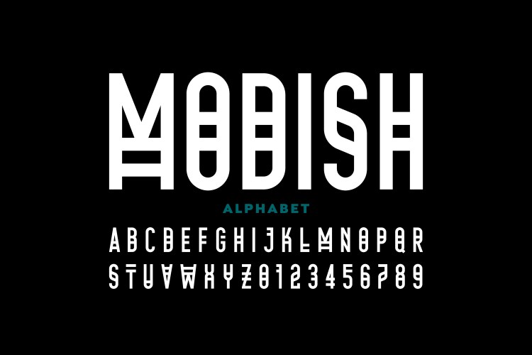 Experimental modern bold display alphabet font Vector Image