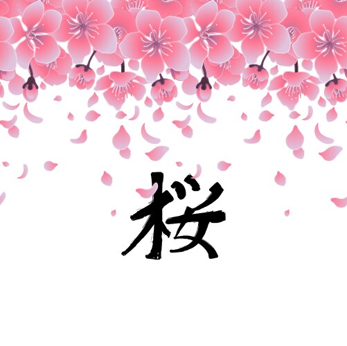 Graphic sakura flowers Royalty Free Vector Image