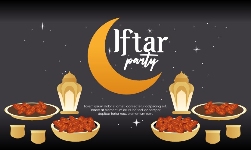 Iftar party celebration concept flyer Royalty Free Vector