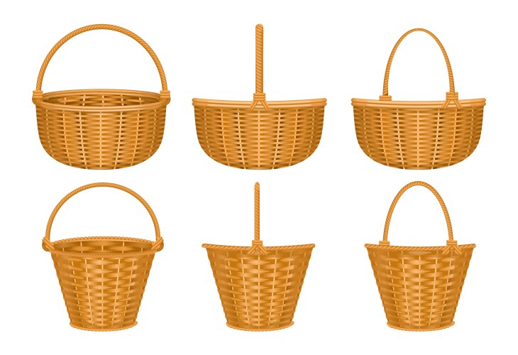 Wooden weave basket Royalty Free Vector Image - VectorStock