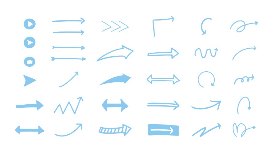 Hand drawn arrow set Royalty Free Vector Image