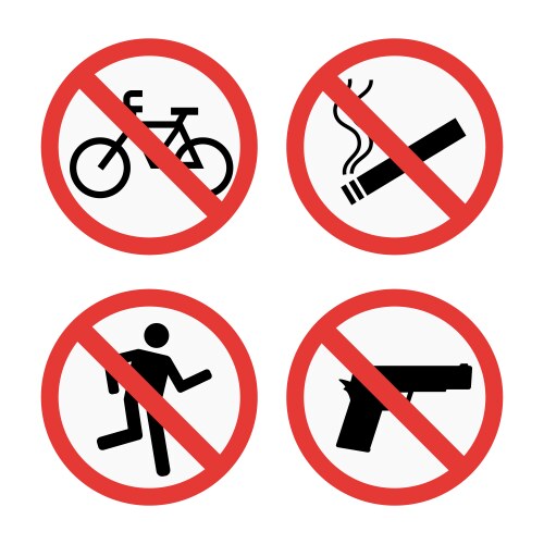 Prohibition signs set safety information Vector Image