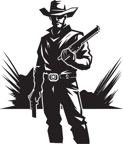Quick draw rodeo cowboy gun logo icon western Vector Image