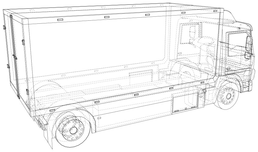 Commercial van truck outline of freight Royalty Free Vector