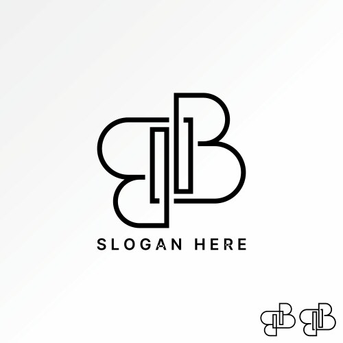 Letter b bb font line art motif pattern flip top Vector Image