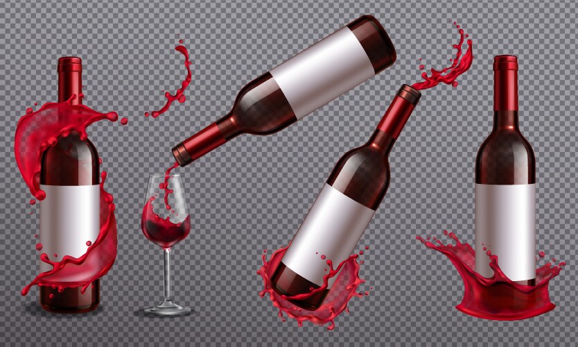 Red wine splash collection Royalty Free Vector Image