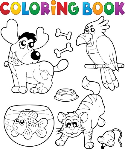 Coloring book with pets 3 Royalty Free Vector Image