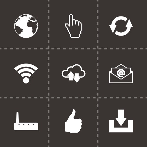 Internet icon black background Royalty Free Vector Image