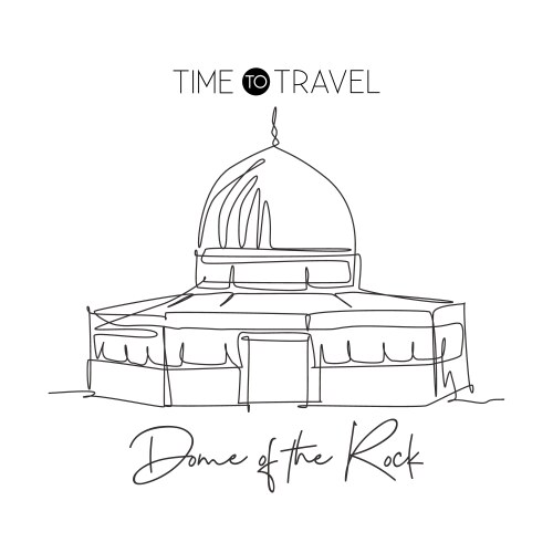 One single line drawing dome rock al aqsa Vector Image