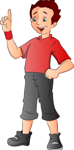 Back of little boy pointing up Royalty Free Vector Image