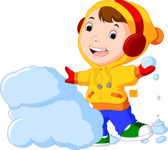 Cartoon boy shoveling snow Royalty Free Vector Image