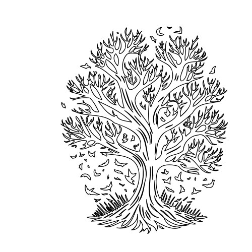 Haunted tree outline sketch Royalty Free Vector Image