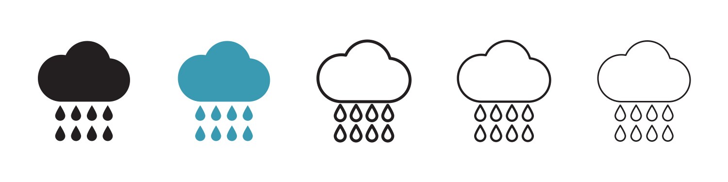 Rainy icon set weather cloud symbol rain Vector Image