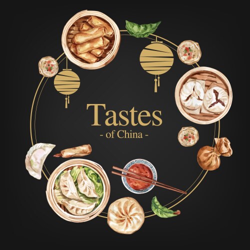 Dim sum flyer design with spring roll dumpling Vector Image Dim sum flyer design with spring roll dumpling Vector Image
