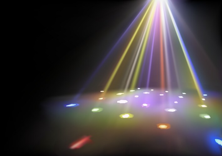 Various stage lights in the dark spotlight Vector Image