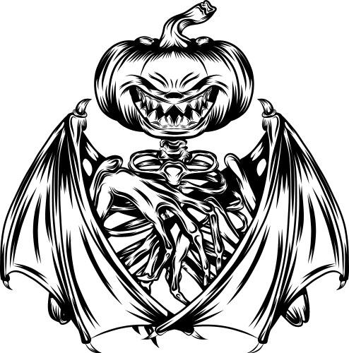 Black grim reaper with big bat wings Royalty Free Vector