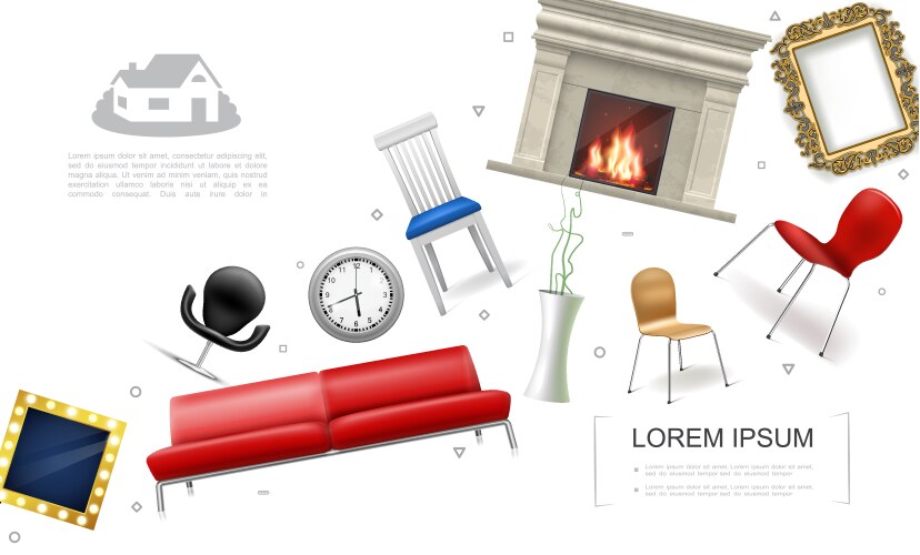 Realistic house interior objects template Vector Image