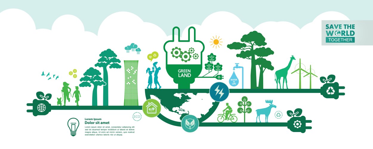 Save the world together green ecology illus Vector Image