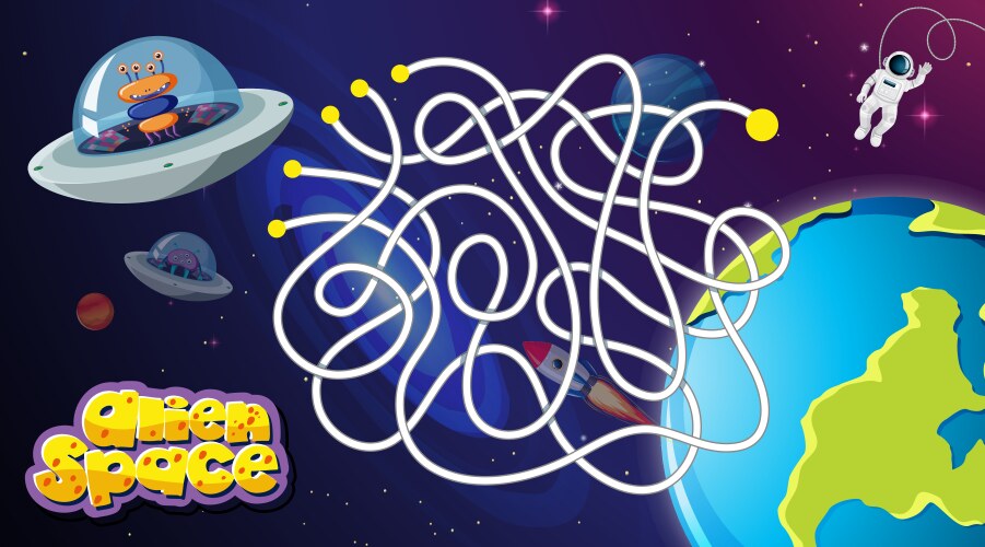 Space exploring board game template Royalty Free Vector