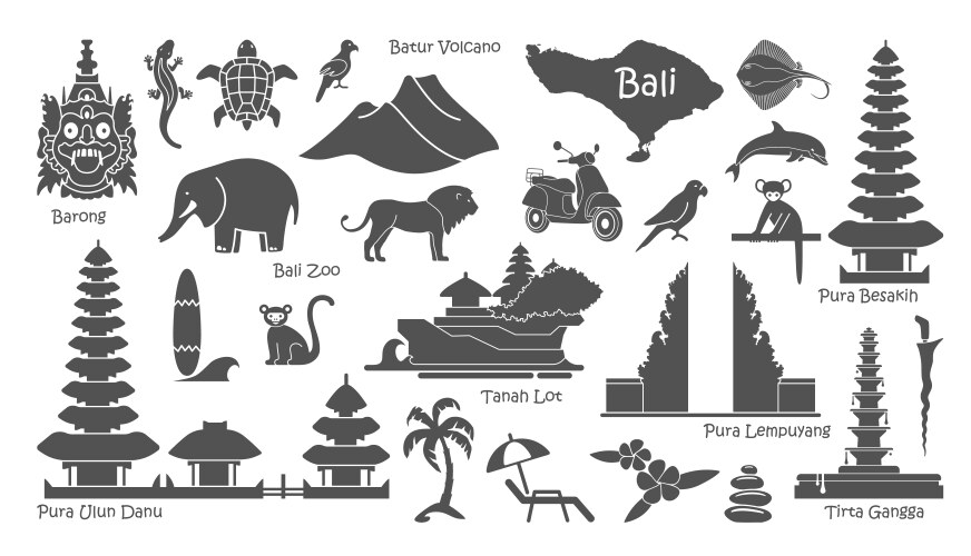 Bali temple flat style Royalty Free Vector Image