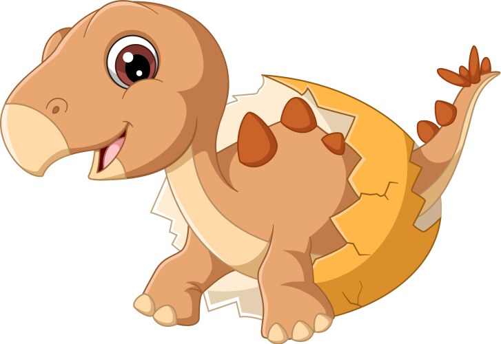 Cartoon baby plesiosaurus hatching from egg Vector Image