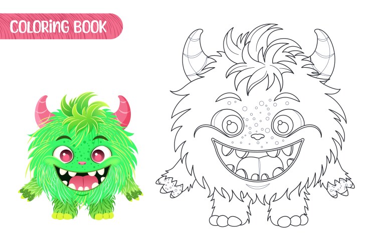 Coloring book for kids cute funny monster Vector Image
