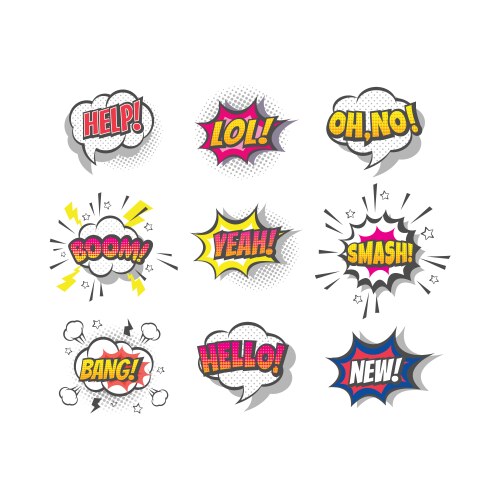 Set of comic text pop art Royalty Free Vector Image