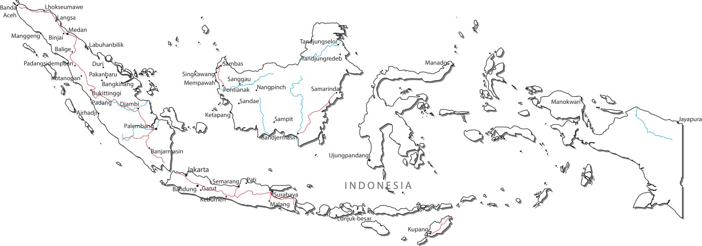 Indonesia map black white Vector Images & Graphics for Commercial Use ...