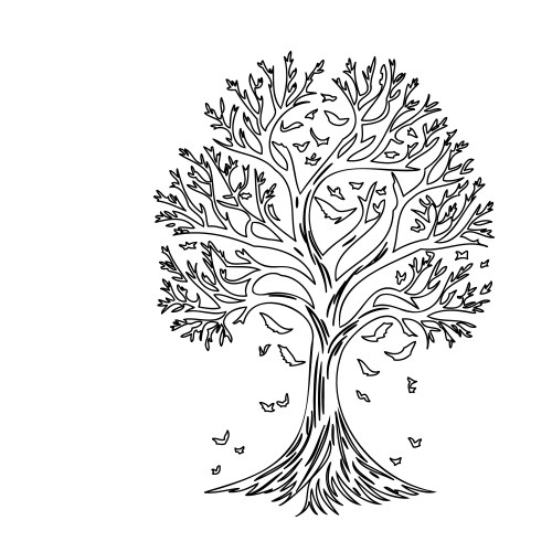 Haunted tree outline sketch Royalty Free Vector Image