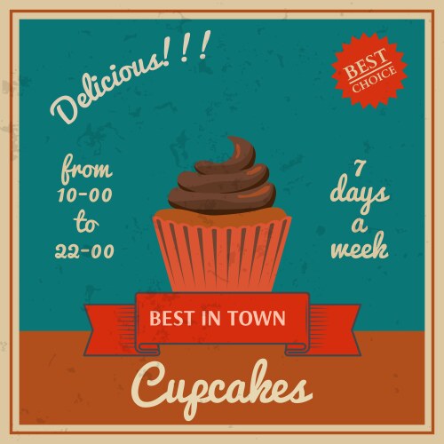 Cupcake chalkboard poster Royalty Free Vector Image