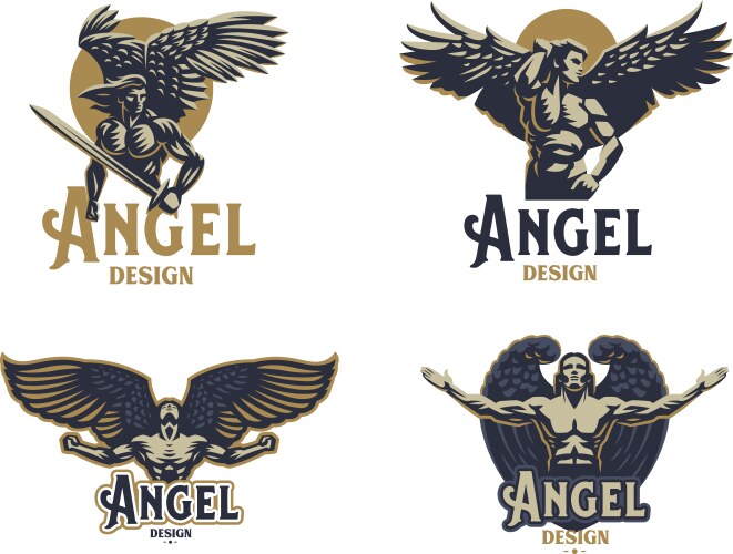 Angel man emblem Royalty Free Vector Image - VectorStock