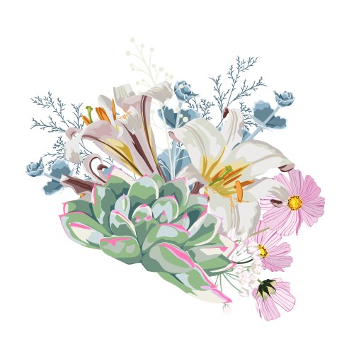 Arrangement with multicolor spring flowers Vector Image
