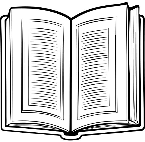 Open book drawing outline cartoon line engraving Vector Image
