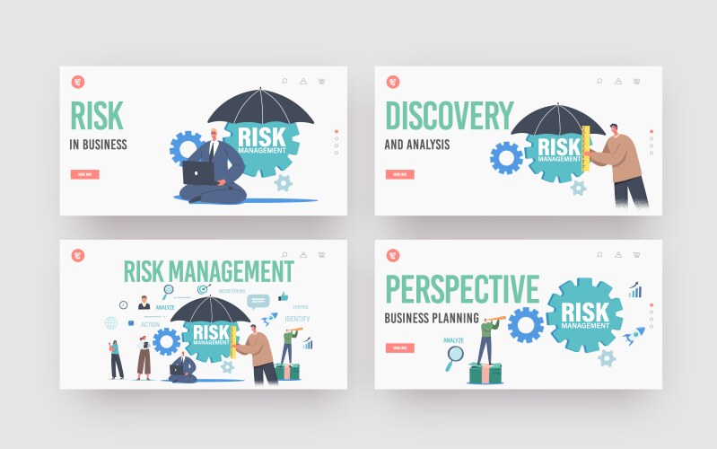 Risk management landing page template workgroup Vector Image