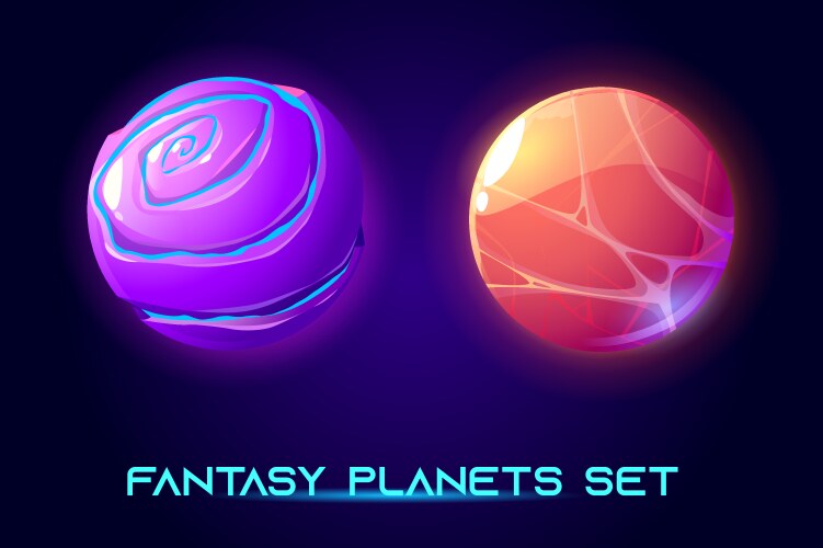 Fantasy alien planets for ui space game Royalty Free Vector
