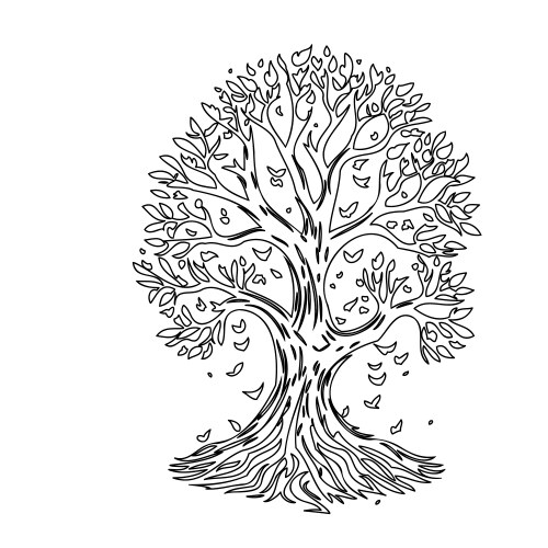 Haunted tree outline sketch Royalty Free Vector Image