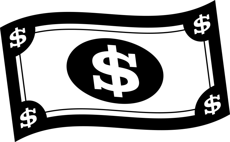 American dollar money bill outline Royalty Free Vector Image