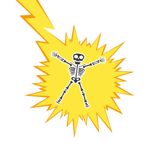 Skeleton electric shock by high voltage Royalty Free Vector