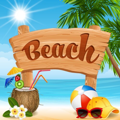 Beach yellow banner Royalty Free Vector Image - VectorStock