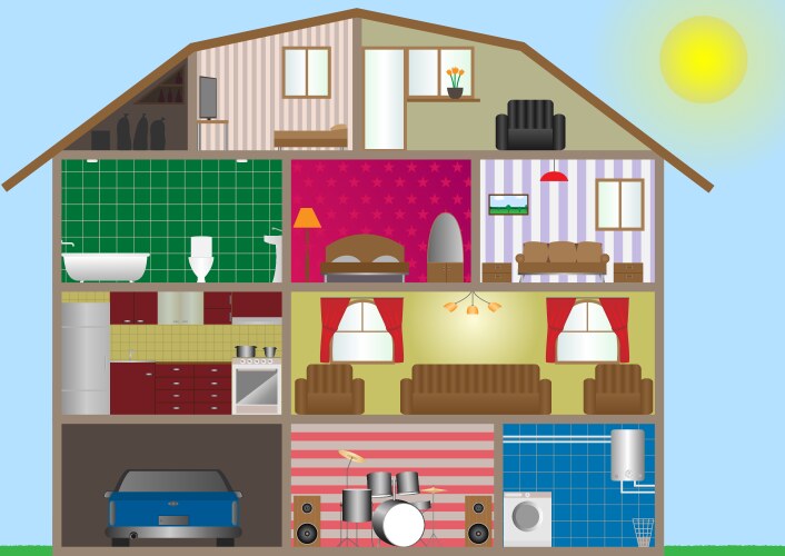 Cartoon hallway house entrance interior Royalty Free Vector