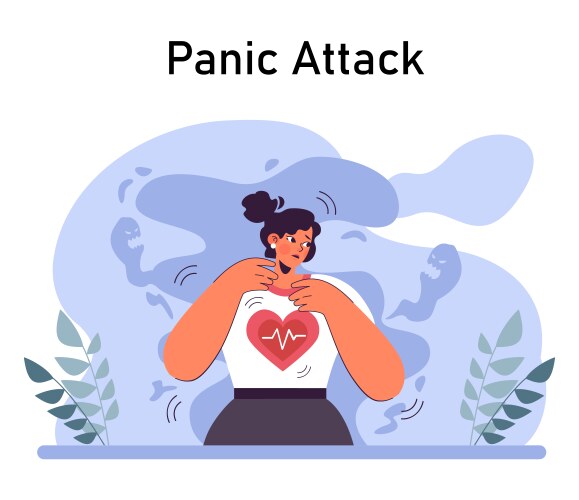 Panic attack set mental health disorder phobia Vector Image