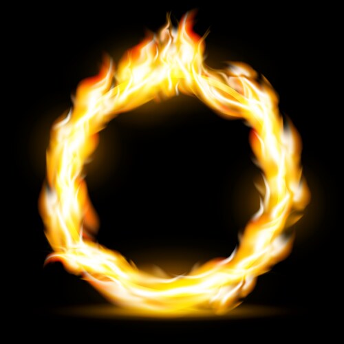 Fire ring realistic burning fiery circus circle Vector Image