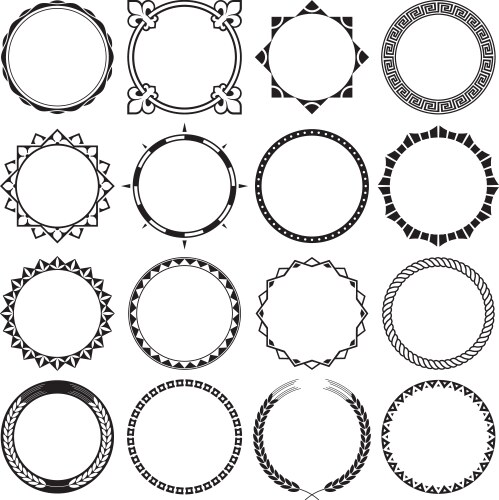 Art deco round border collection Royalty Free Vector Image