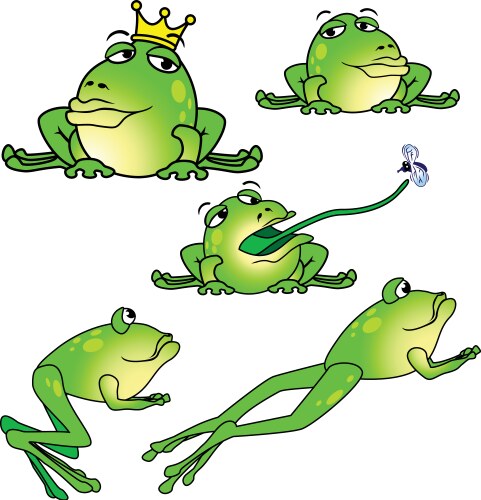 Cartoon frog catching a fly Royalty Free Vector Image
