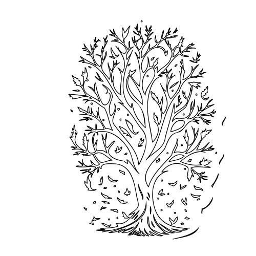 Haunted tree outline sketch Royalty Free Vector Image