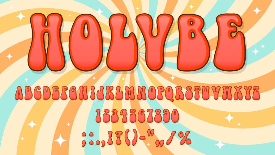70s groove font 60s groovy type hippie typeface Vector Image