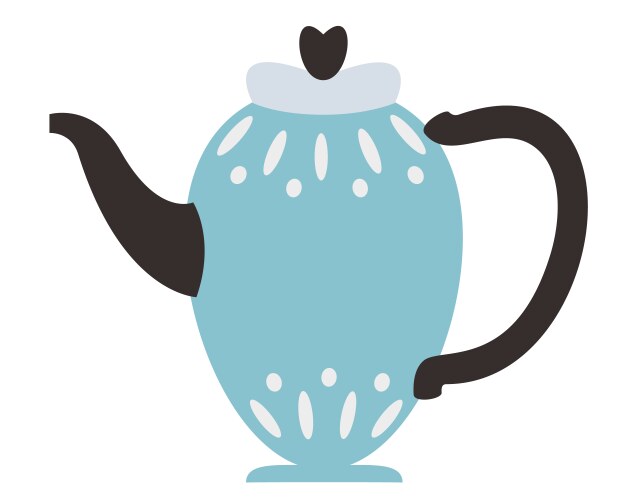 Beautiful blue teapot in a cartoon style Vector Image