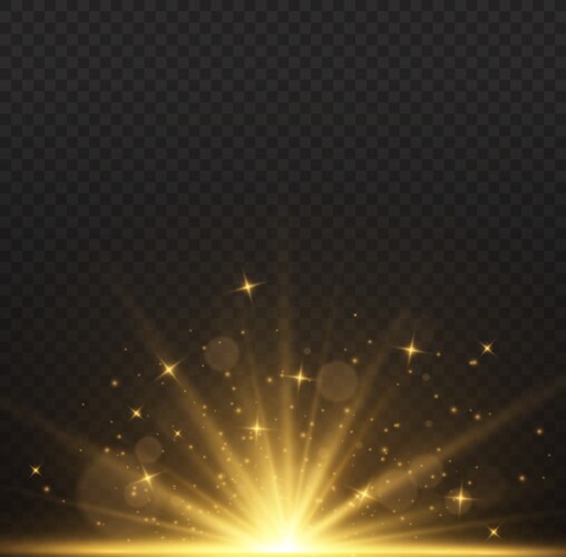 Explosion sun gold glitter spark flash light star Vector Image