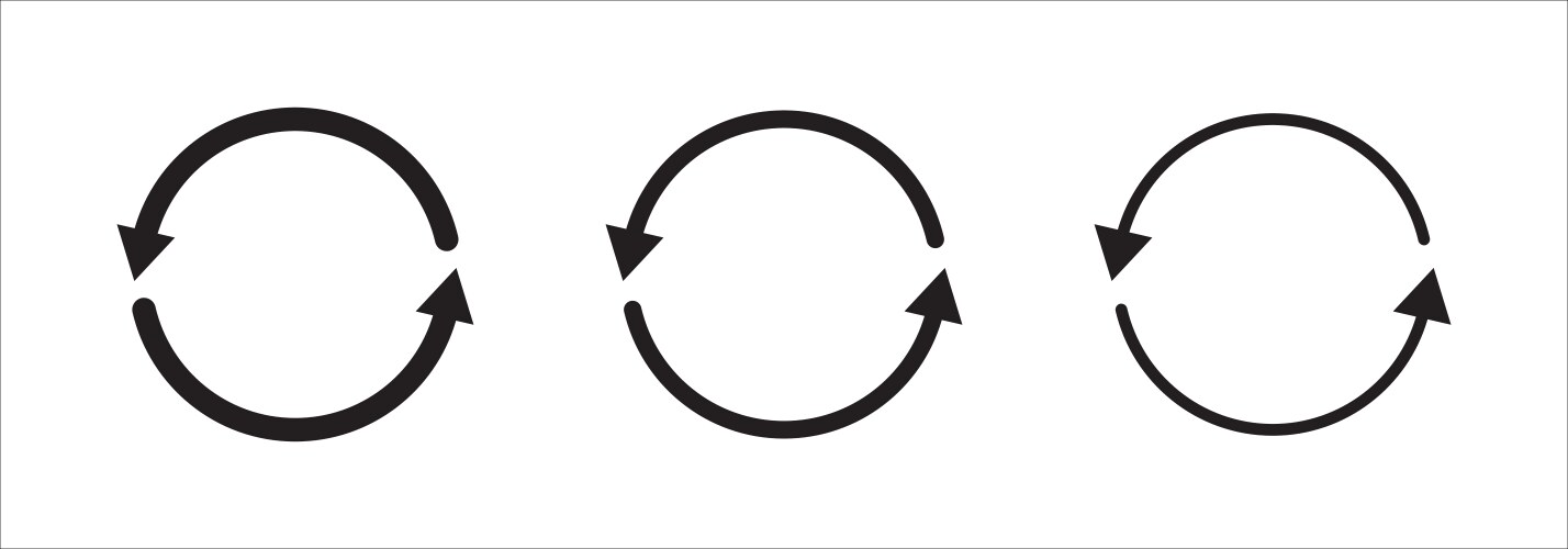 Reload Button Icon Set Sync Arrow Signs Circular Vector Image